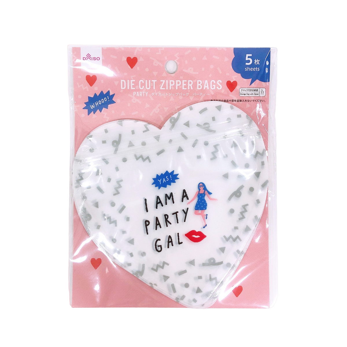 Die Cut Zipper Bags (Pgs Party) – DAISO SINGAPORE