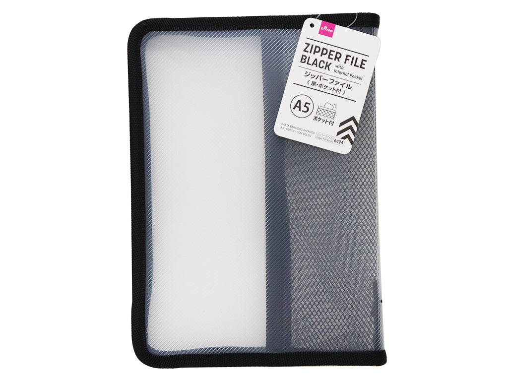 A5 Zipper File with Internal Pocket – DAISO SINGAPORE