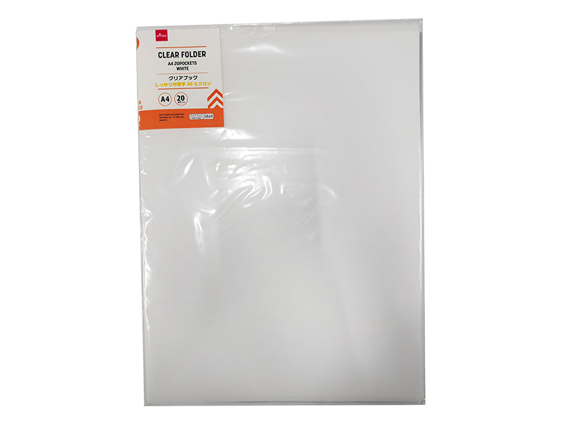 Clear Folder -A4 - 20 Pockets - White- – DAISO SINGAPORE