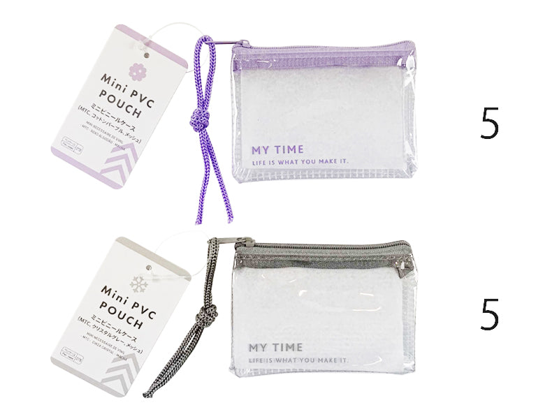Mini PVC pouch -MTC Cotton purple Crystal gray mesh- – DAISO SINGAPORE