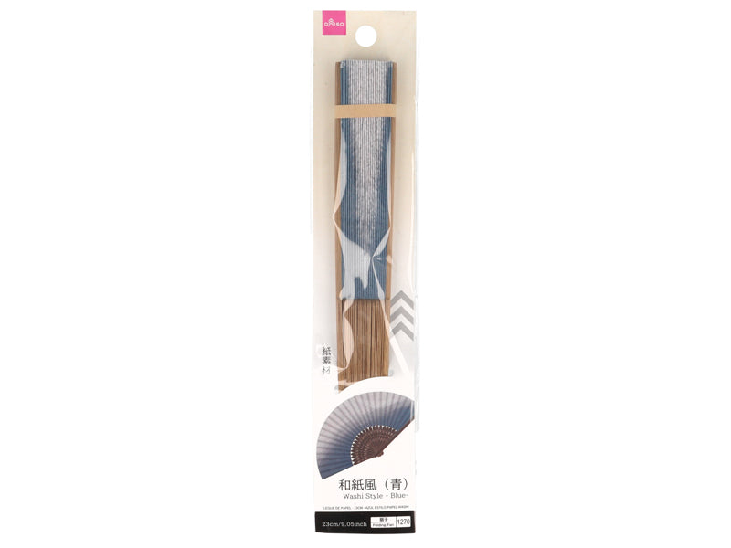 Paper Folding Fan -23cm - 9.05in - Washi Style -Blue- – DAISO SINGAPORE