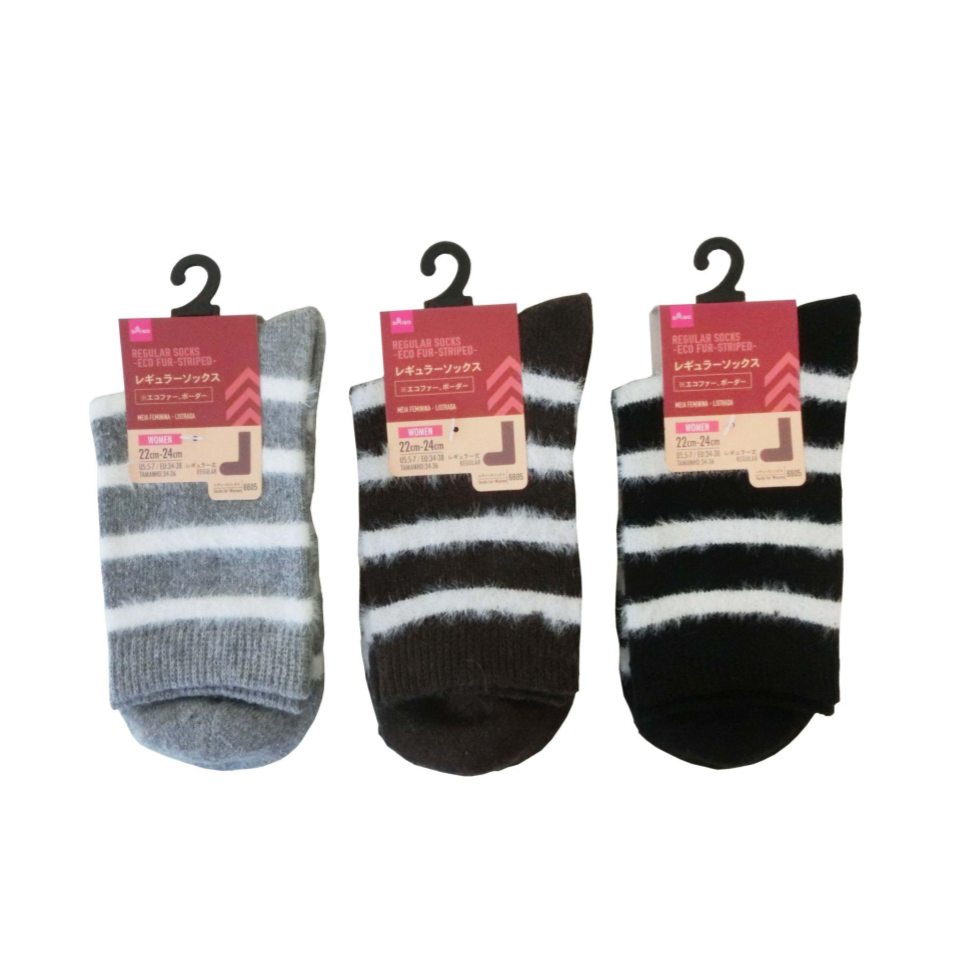 Regular Socks Ladies Eco Fur Striped – DAISO SINGAPORE