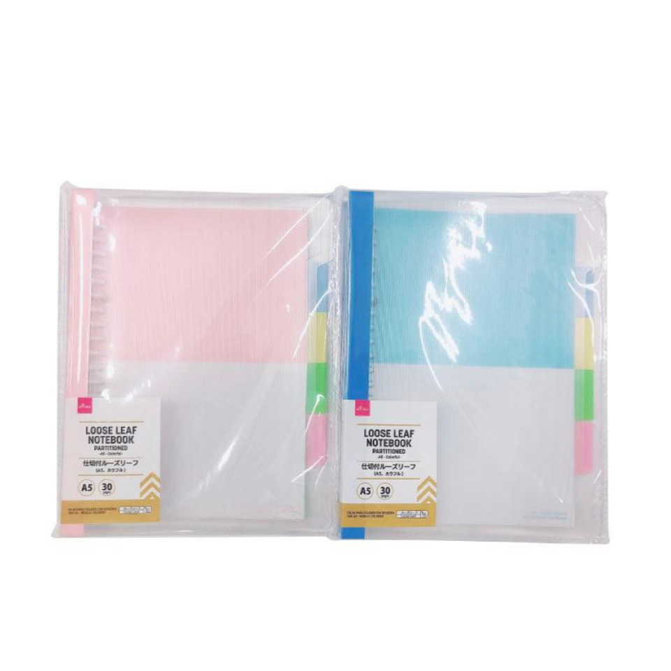 Partitioned Loose Leaf Notebook A5 Colorful – DAISO SINGAPORE