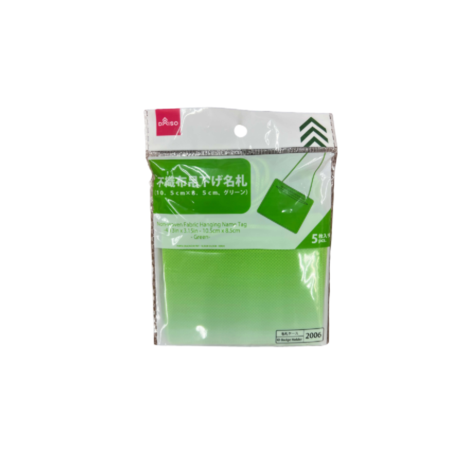 Non Woven Fabric Hanging Name Tag 10.5cm x 8.5cm Green – DAISO SINGAPORE