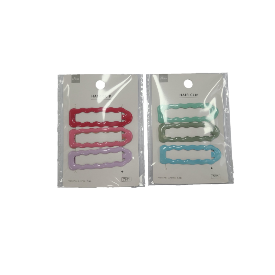 Hair Clip Set Square Wave – DAISO SINGAPORE