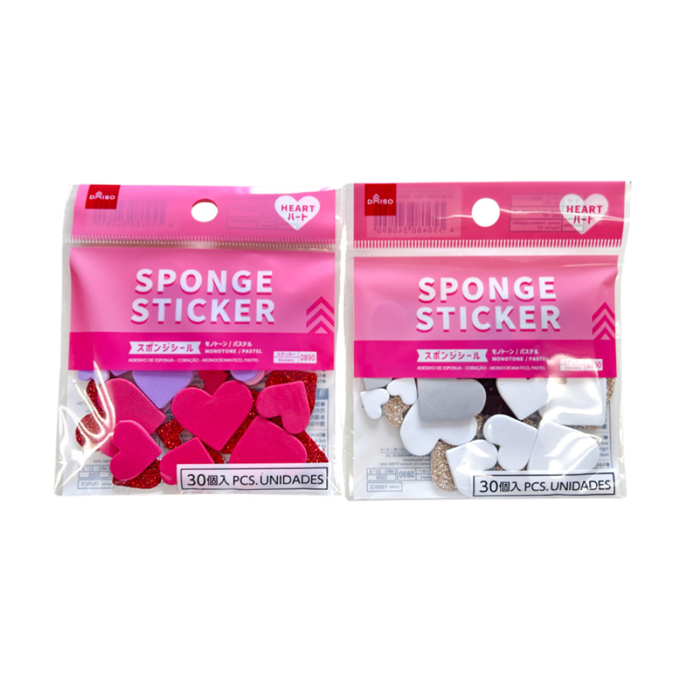Sponge Sticker Heart Monotone/Pastel – DAISO SINGAPORE