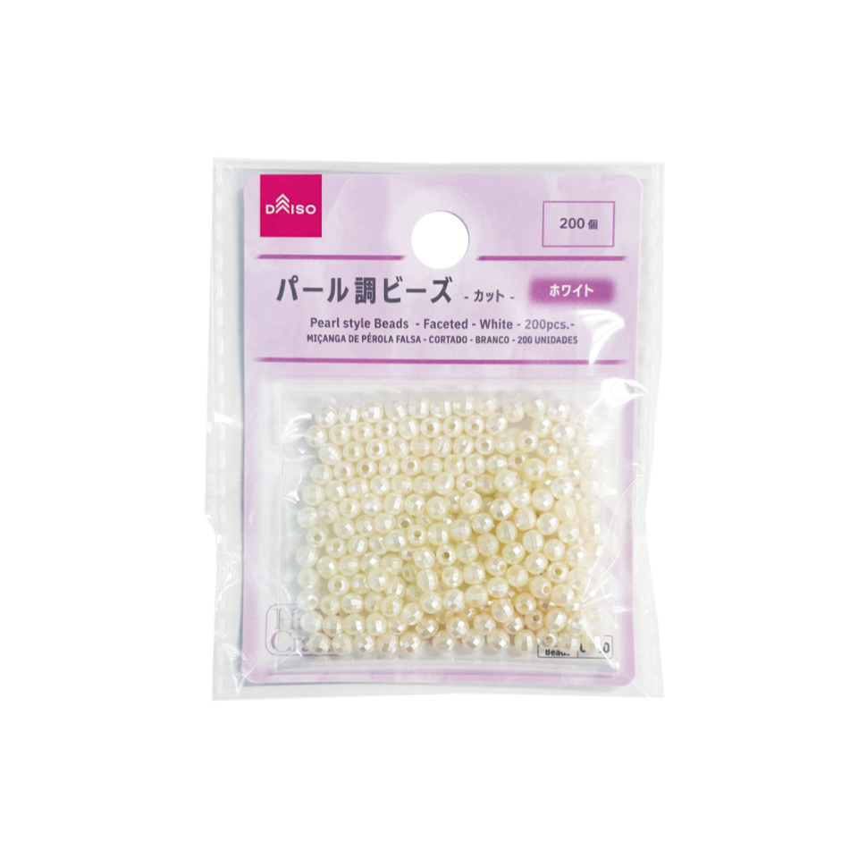 Pearl Style Beads Faceted White – DAISO SINGAPORE