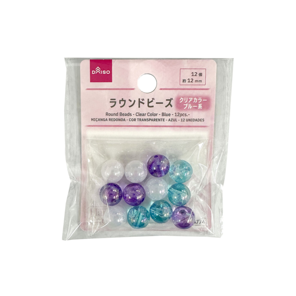 Round Beads Clear Color Blue – DAISO SINGAPORE