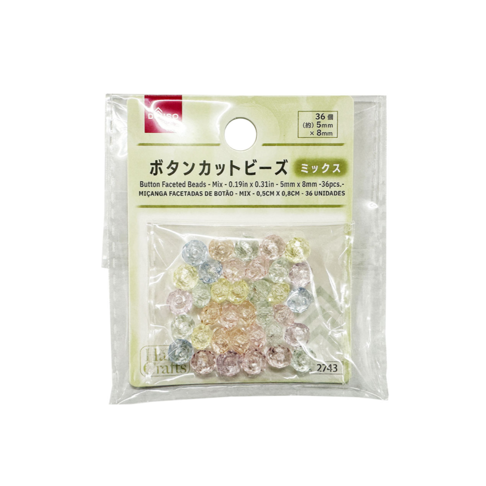 Button Faceted Beads Mix 5mm x 8mm – DAISO SINGAPORE