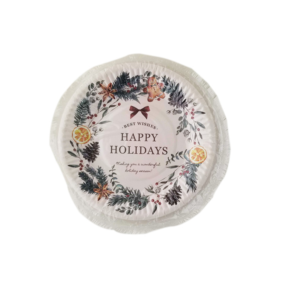 Christmas Round Paper Plates Botanial 10pcs – DAISO SINGAPORE