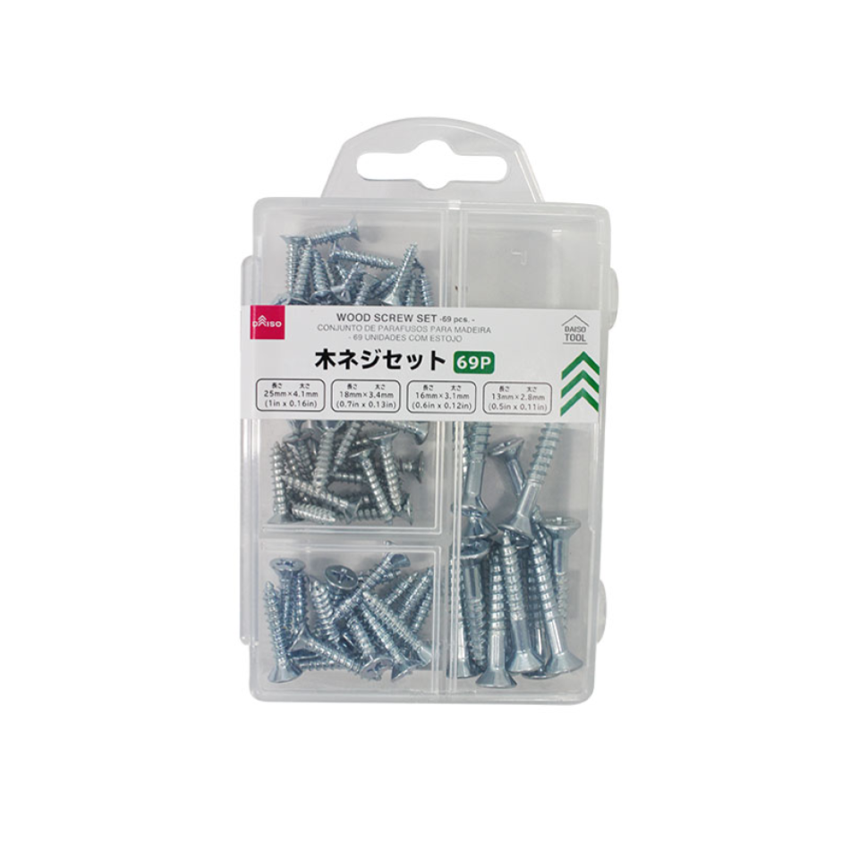 Set of Wood Screws 69pcs – DAISO SINGAPORE