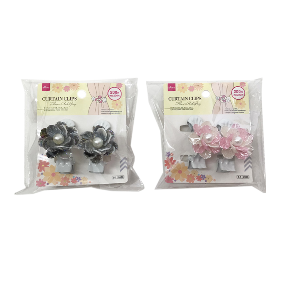 Flower Curtain Clips Pink/Grey – DAISO SINGAPORE