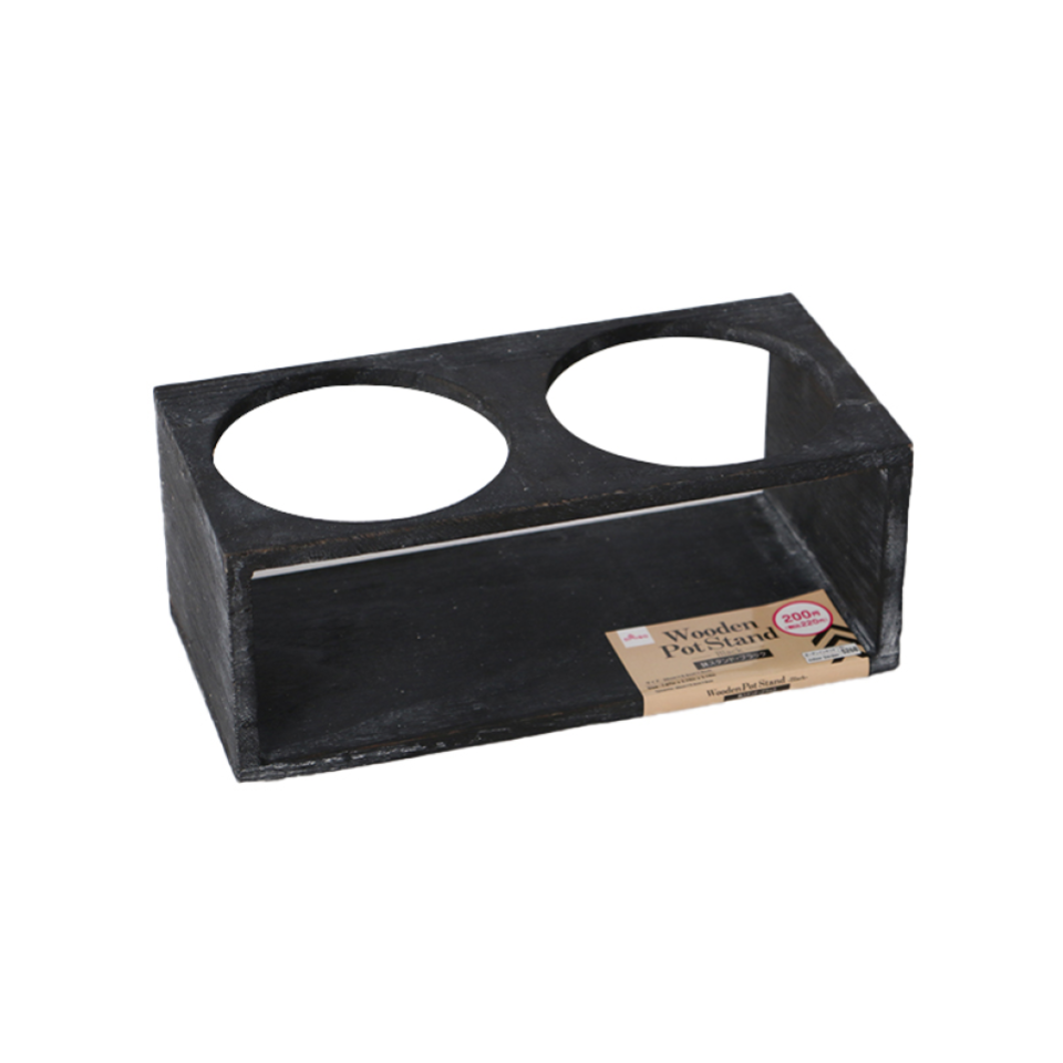 Wooden Pot Stand Black 20cm x 9.5cm x 8cm – DAISO SINGAPORE