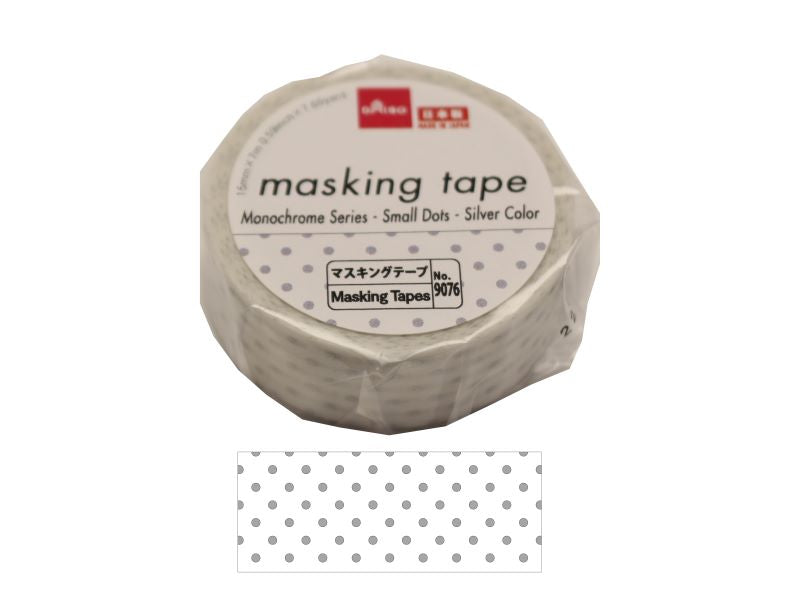 Masking Tape -Monochrome Series - Small Dots - Silver Color- – DAISO ...